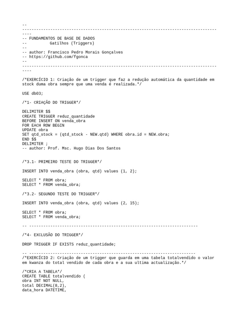 12 Trigger Script Pdf Bancos De Dados Software De Gerenciamento De Dados 7494