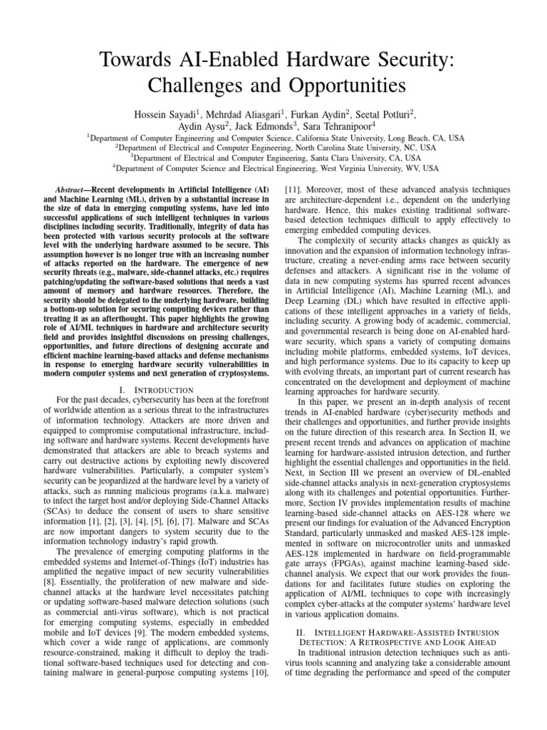 Towards AI-Enabled Hardware Security: Challenges and Opportunities ...