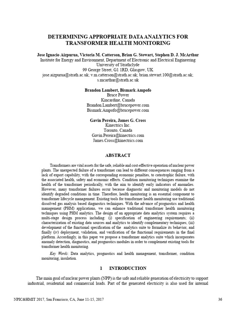 Bruce Power-Data Analytics | PDF | Statistical Classification | Transformer
