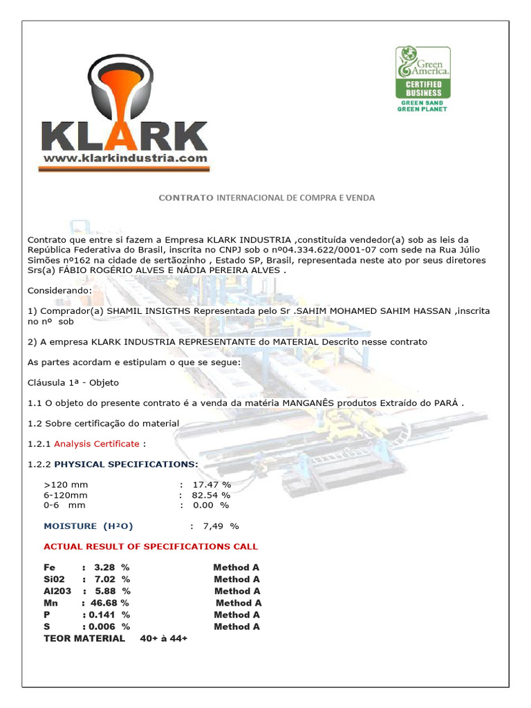 Contrato de Compra e Venda Manguanã - S Shamil Insigths | PDF ...