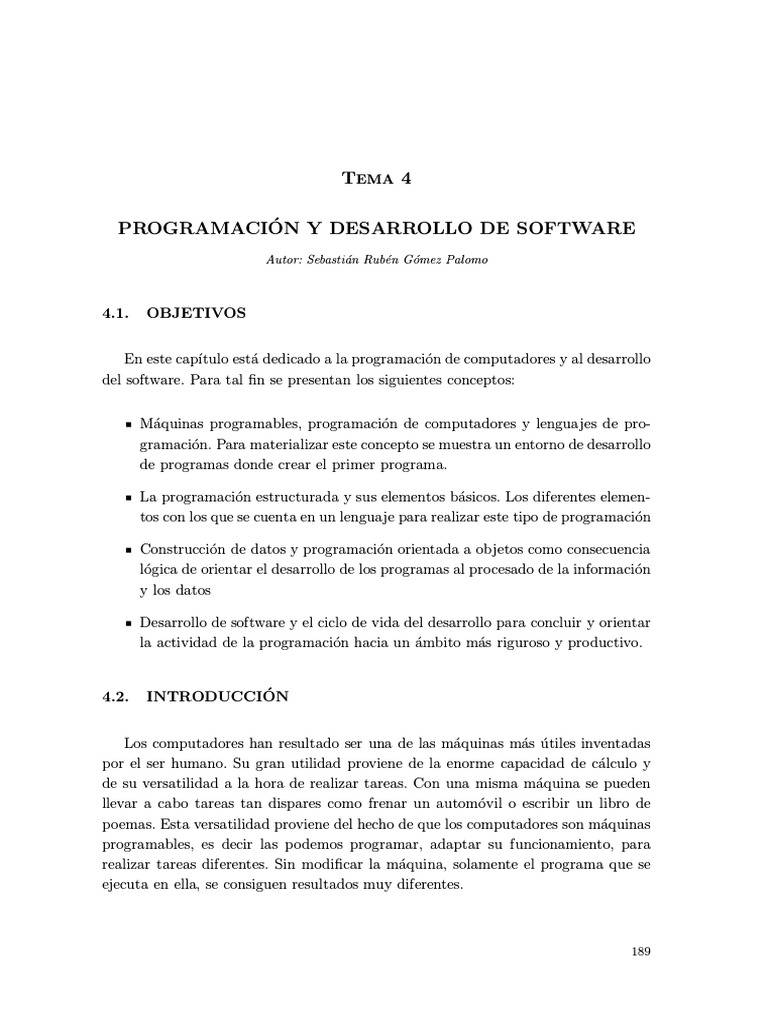 Tema 4 - Programación y Desarrollo de Software | PDF | Programación | Programa de computadora