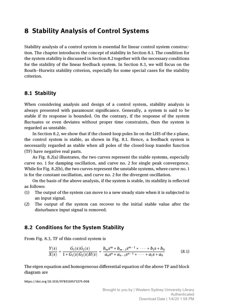 8 Stability Analysis of Control Systems 2018 | PDF | Stability Theory | Control Theory