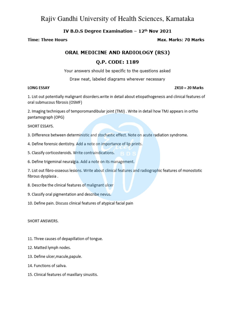 Oral Medicine and Radiology | PDF | Radiography | Radiology