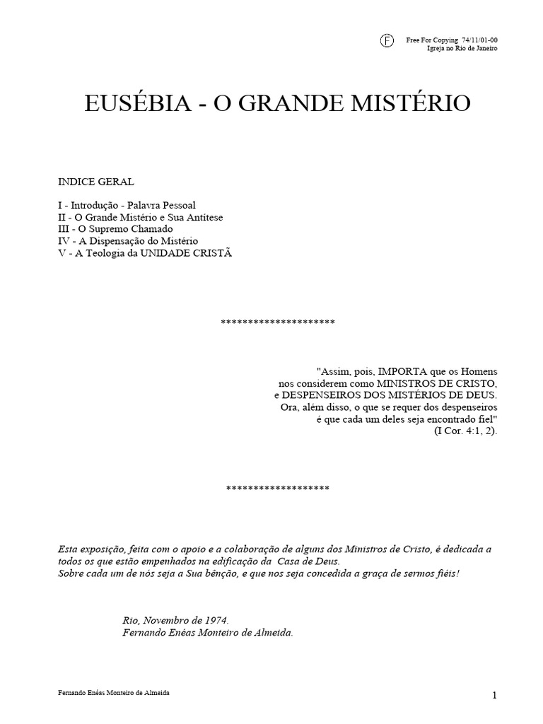 00 Eusebia | PDF | Revelação | Deus