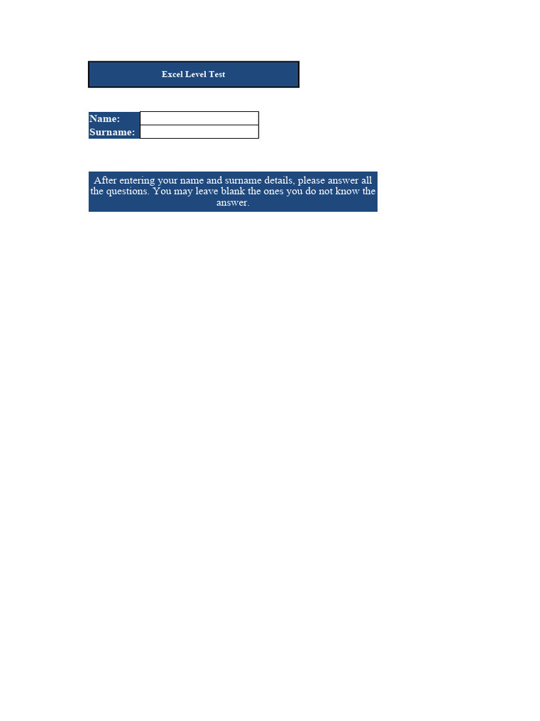 Excel Level Test Form | PDF | Patient | Hospital