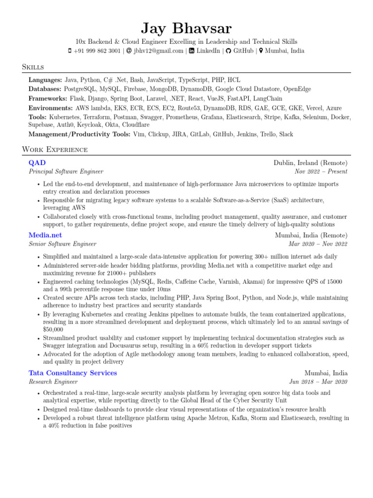 Jay CV | PDF | Cloud Computing | Software As A Service