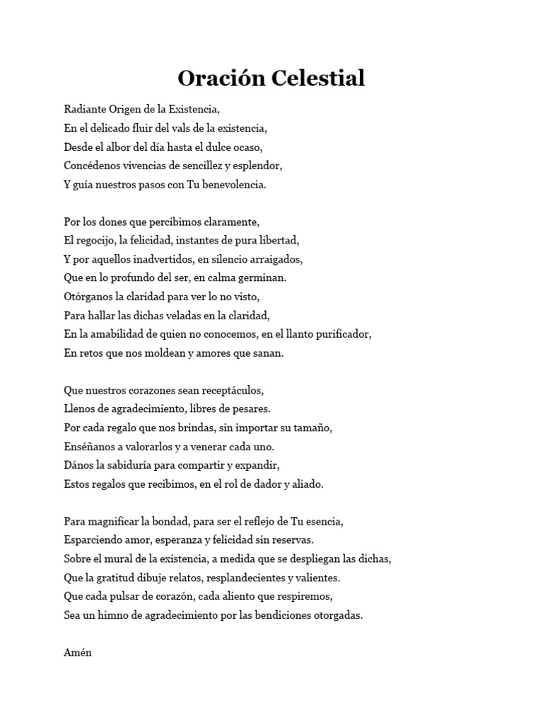 Oracion Celestial | PDF | Oración | Amor