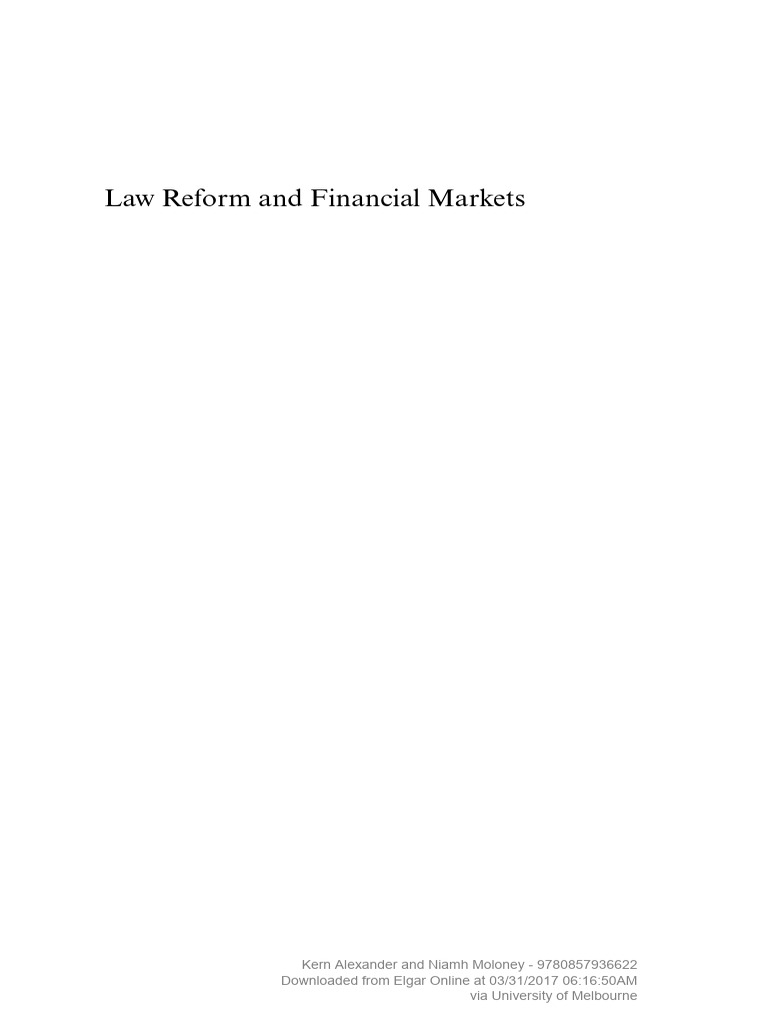 Law Reform and Financial Markets | PDF | Market (Economics) | Short ...