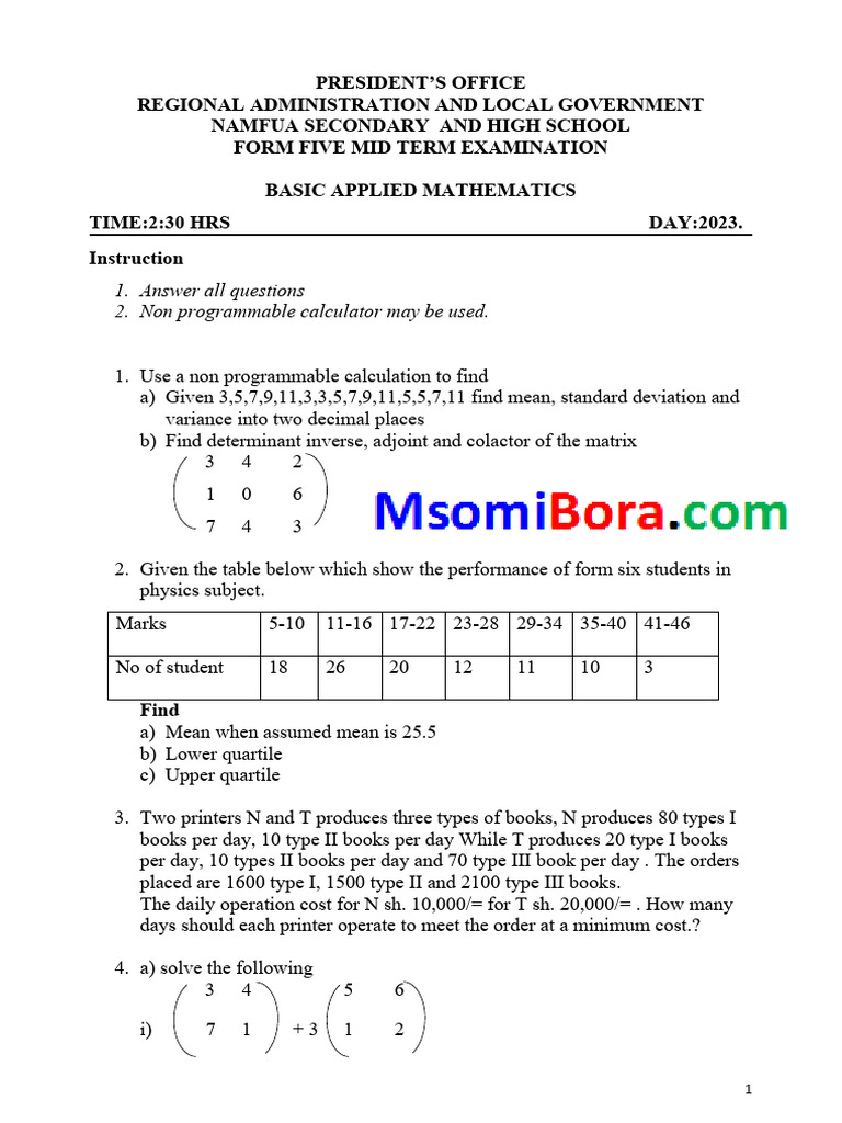 BASIC MATHEMATICS V | PDF