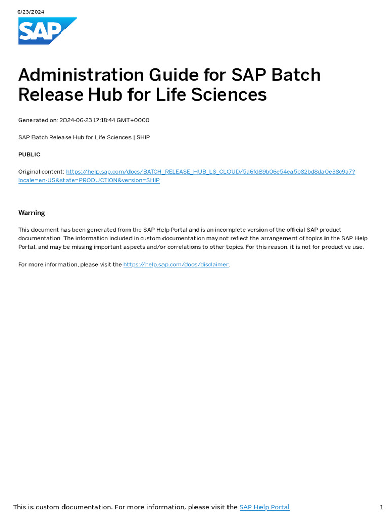 Administration Guide For SAP Batch | PDF | Cloud Computing | Computing