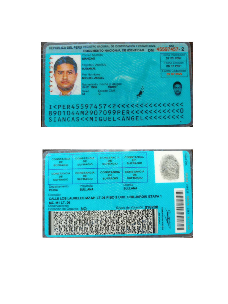 DNI 45597457 - Miguel Angel Siancas Rabanal | PDF