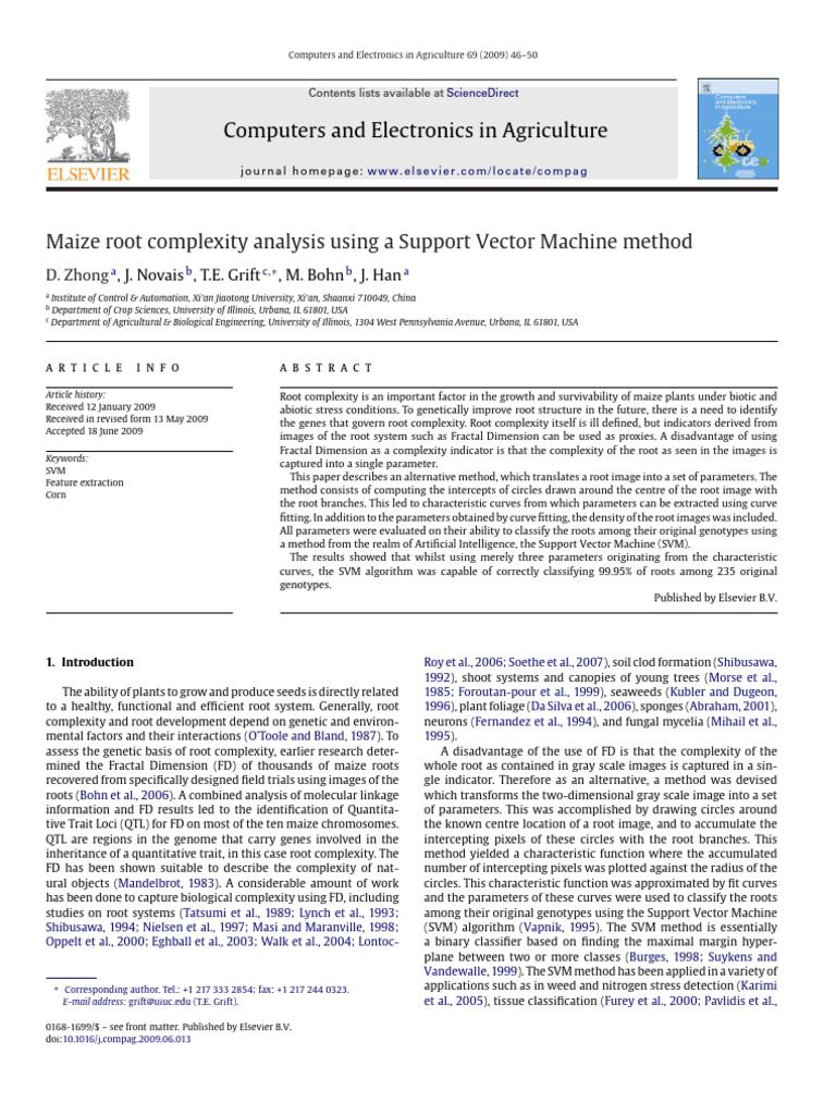 Maize Root Complexity Analysis Using A Support Vector Machine Method ...