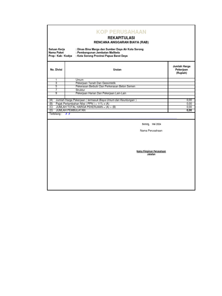 Boq Rab Dan Boq Rekap | PDF