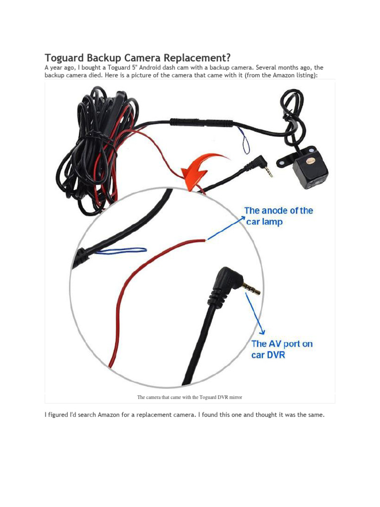 Rear Camera 5 Pin Connector Diagram - Toguard Backup Camera Replacement ...