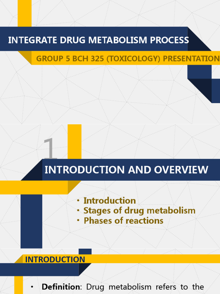 Integrate Drug Metabolism Process: Group 5 BCH 325 (Toxicology ...