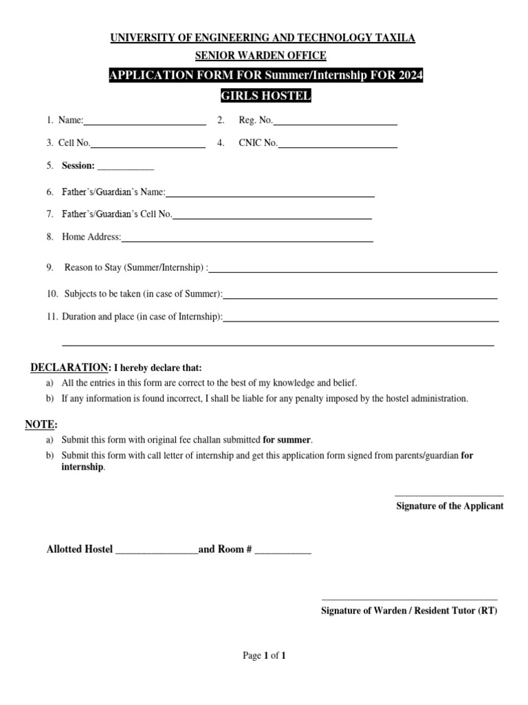 Allotment Form-Summer or Internship | PDF