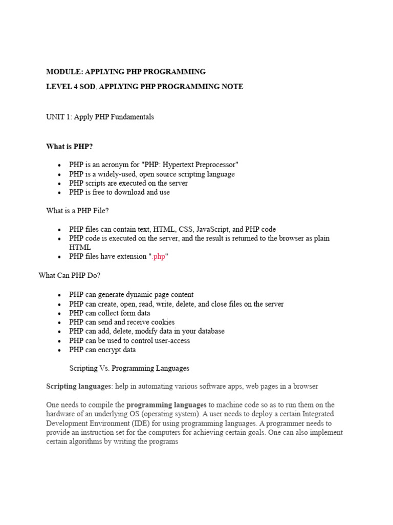 Level 4 Sod PHP Programming | PDF | Php | Computer Programming Level 4 Sod PHP Programming | PDF | Php | Computer Programming