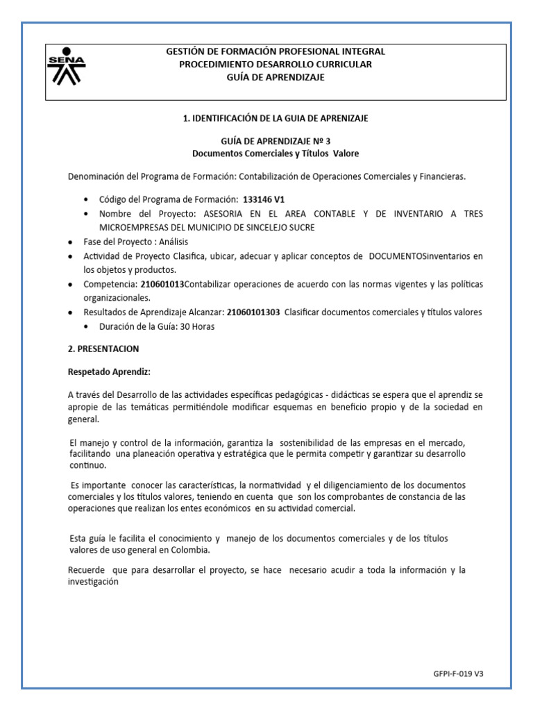 GFPI-F-019 - Formato - Guia - de - Aprendizaje # 3 Documetos Comerciales y Titulo Valordocx ...