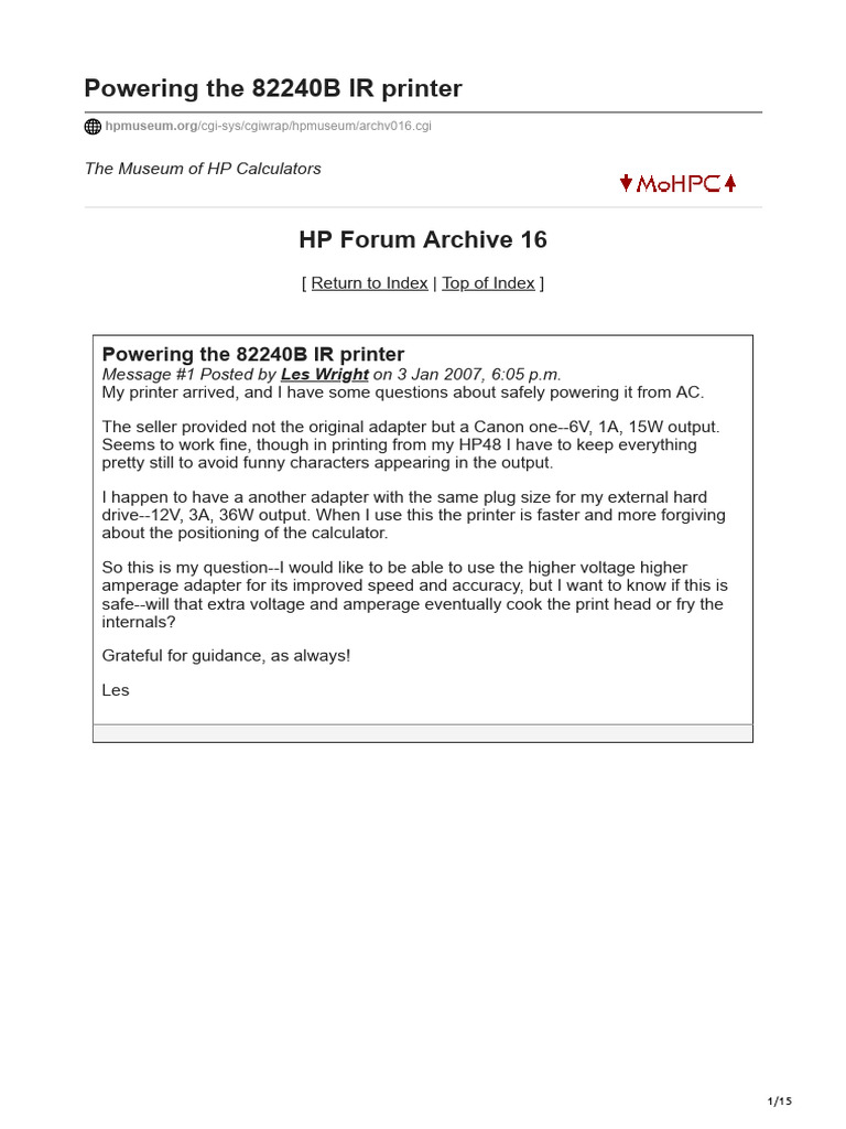 Powering The 82240B IR Printer | PDF | Printer (Computing) | String (Computer Science)
