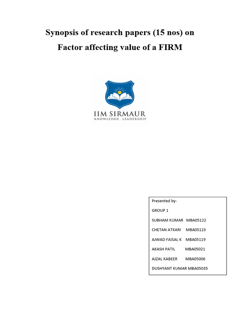 Group01 FM Report | PDF | Stocks | Securities (Finance)