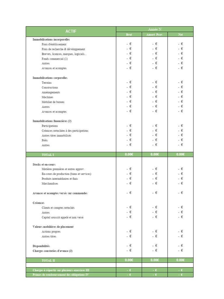 Modèle Bilan Comptable | PDF | Immobilisations | Prêts