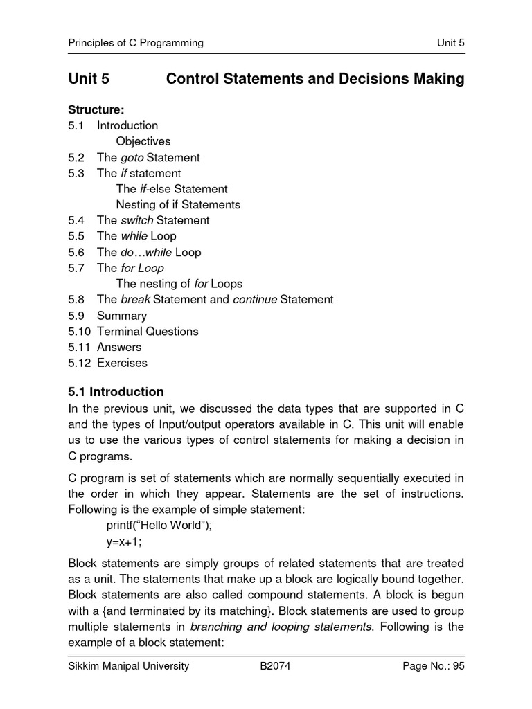 BIT104 SLM Library - SLM - Unit 05 | PDF | Control Flow | Software Engineering