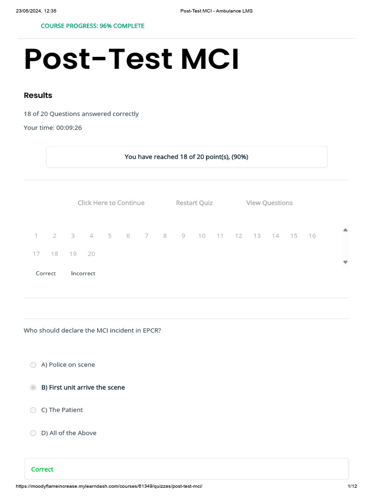 Post-Test MCI - Ambulance LMS | PDF | Emergency Management | Emergency