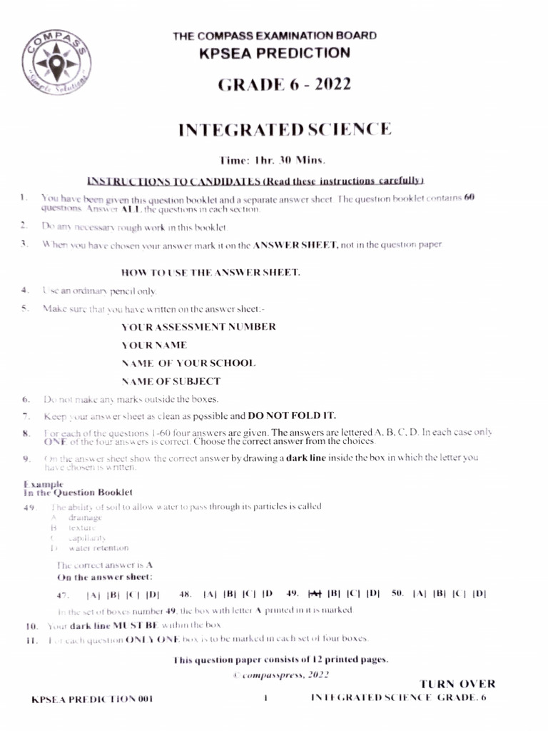 Grade 6 KPSEA Replica Integrated Science | PDF | Erosion | Plants
