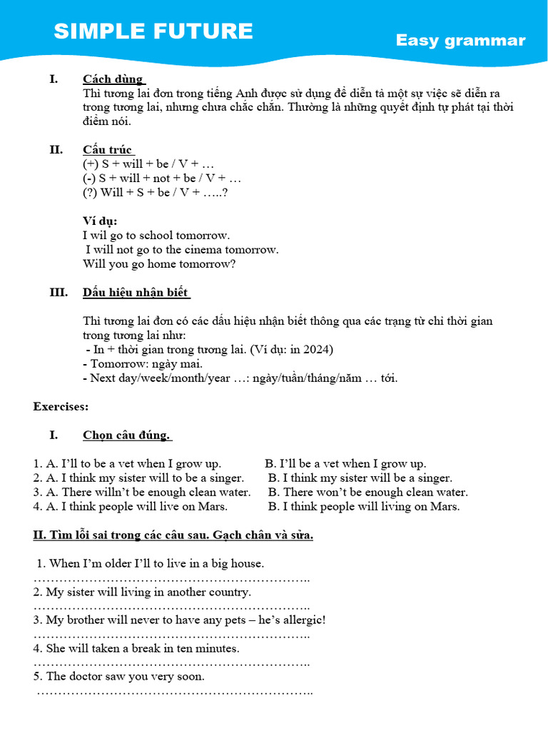 Future Simple - Worksheet 2 | PDF