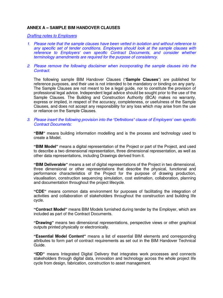 BIM Handover Clauses and Disclaimer | PDF | Building Information Modeling