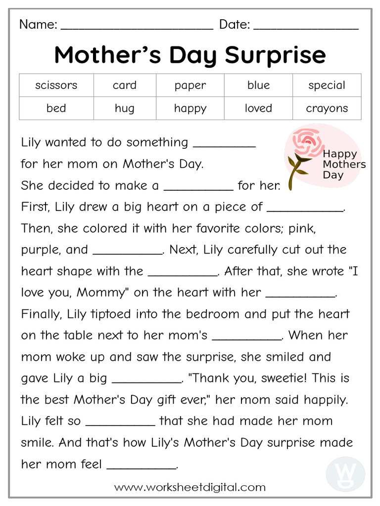 Cloze Passage Mother's Day Surprise | PDF | Self-Improvement