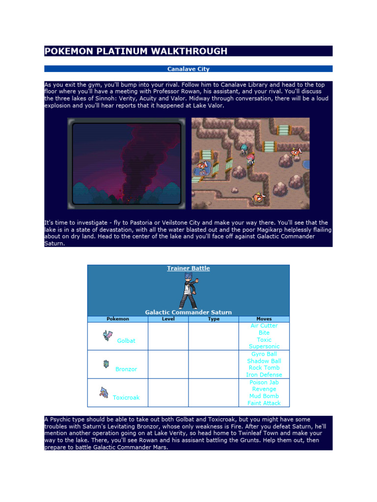 POKEMON PLATINUM WALKTHROUGH Part 7 | PDF