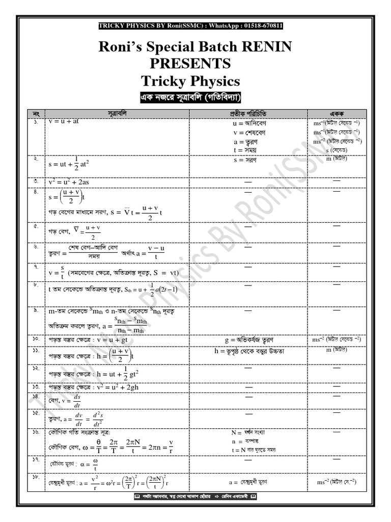 Tricky Physics Formulas and Concepts | PDF