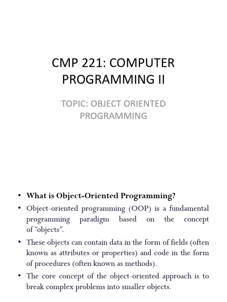 Intro To Oop | PDF | Object Oriented Programming | Class (Computer Programming)