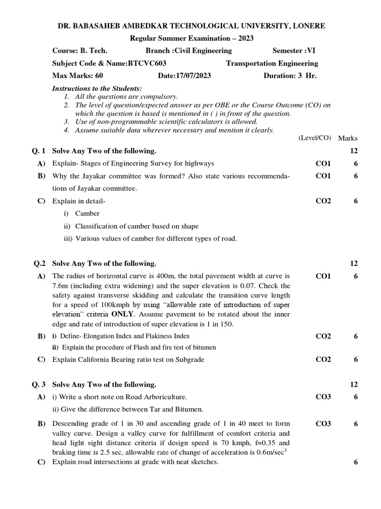 Transportation Engineering 1 | Download Free PDF | Road | Traffic
