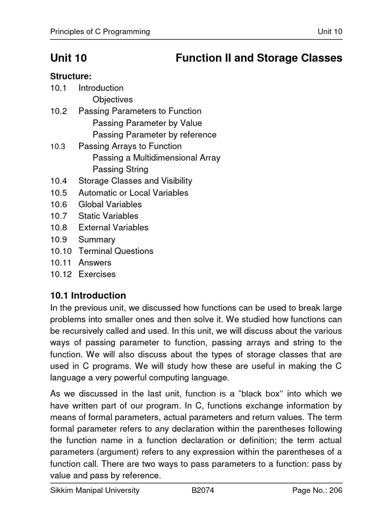 BIT104 SLM Library - SLM - Unit 10 | PDF | Parameter (Computer Programming) | Scope (Computer ...