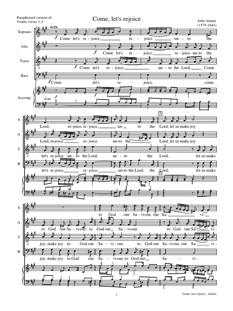 Amner - Come Let's Rejoice | PDF | Church Music | Choral Compositions