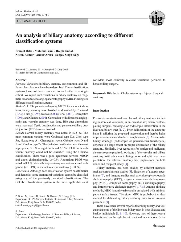 An Analysis of Biliary Anatomy According To Different Classification ...