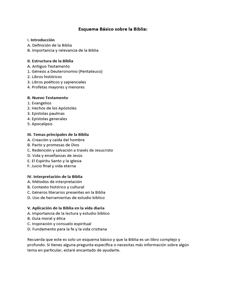 Esquema Básico sobre la Biblia | PDF | Biblia | Jesús