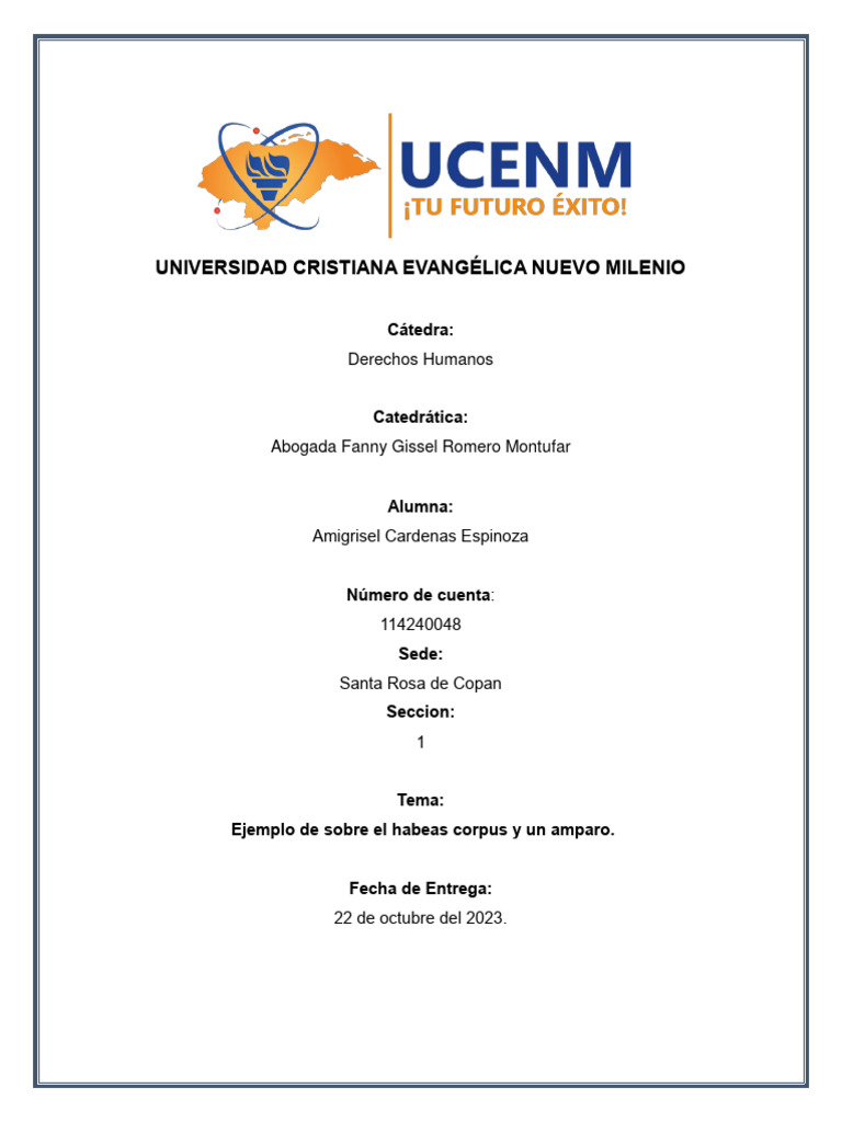 Amigrisel Cardenas Ejemplo Habeas Corpus y Recurso de Amparo | PDF ... Amigrisel Cardenas Ejemplo Habeas Corpus y Recurso de Amparo | PDF ...
