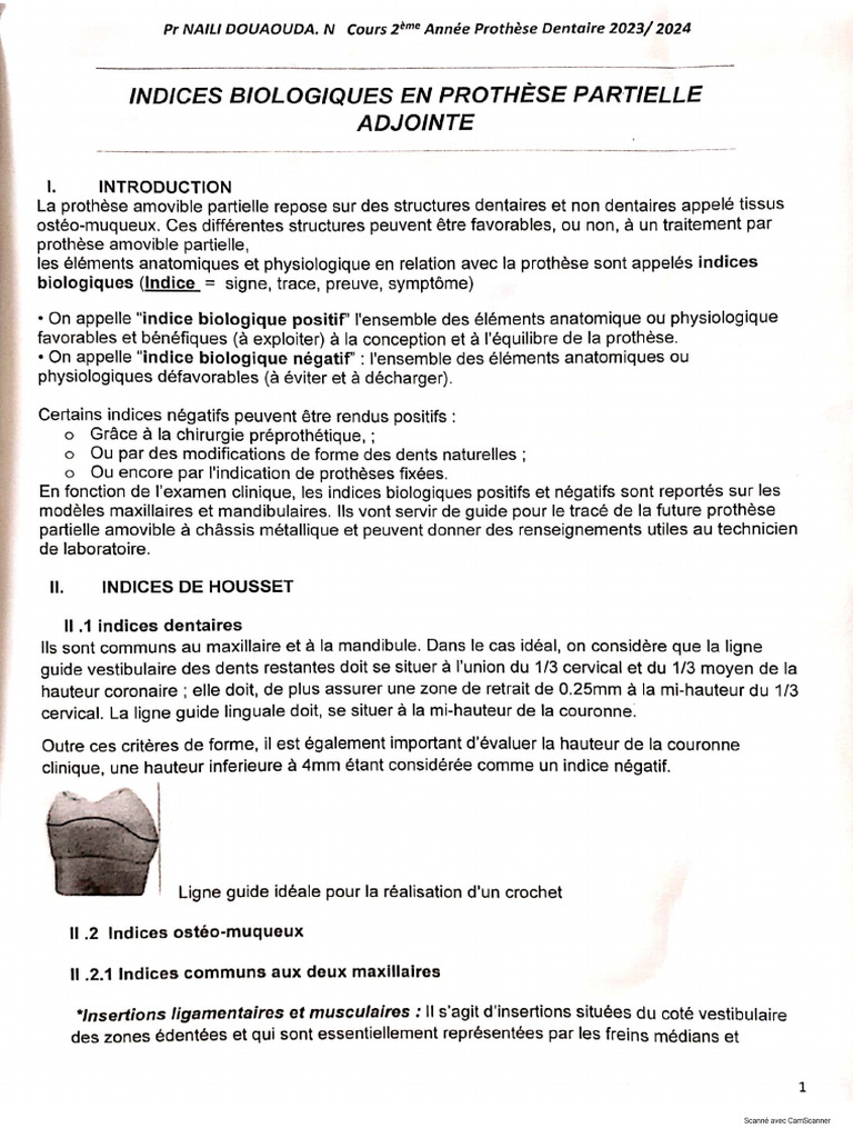 4-Indices biologiques en prothèse partielle adjointe | PDF