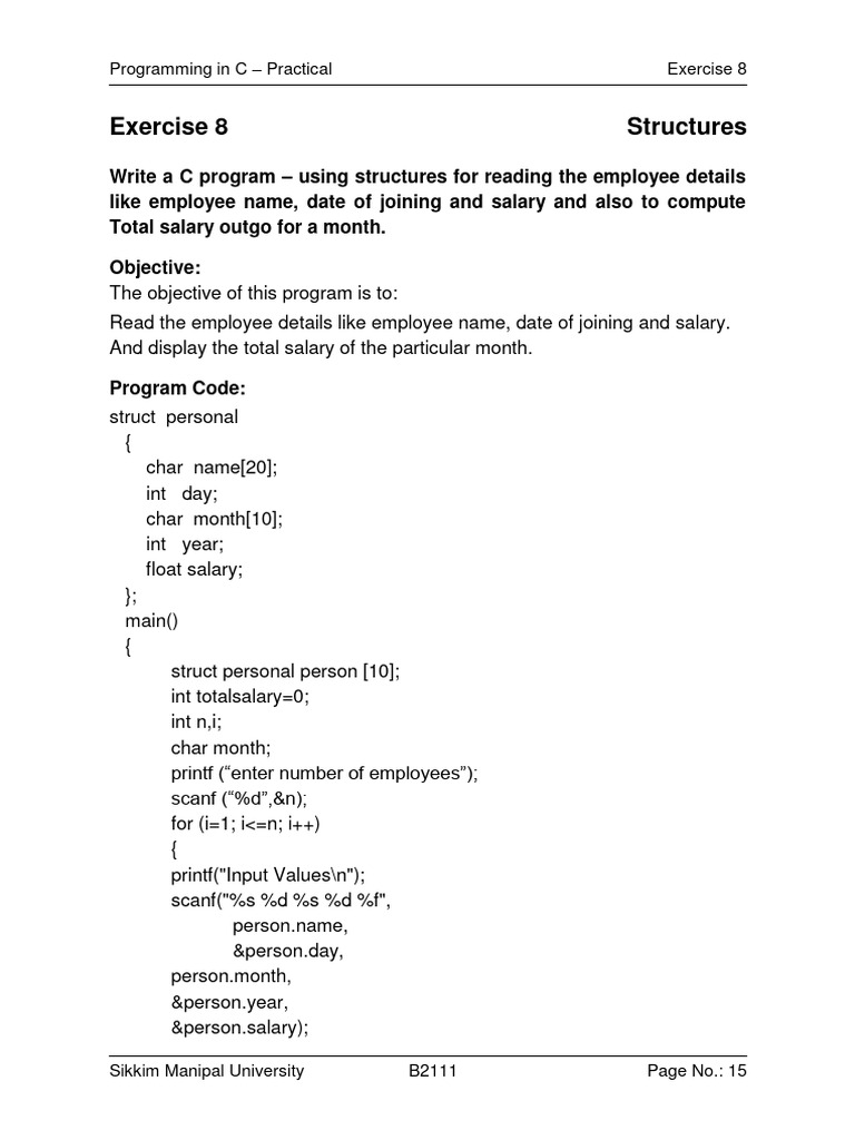 Exercise 8 - Structures | PDF | Career & Growth