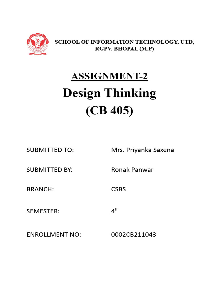 Design Thinking Assigment | PDF | Thought | Design Thinking