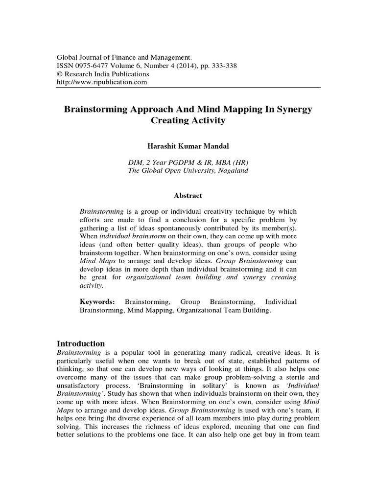Mind Mapping and Brainstorming | PDF | Brainstorming | Cognition