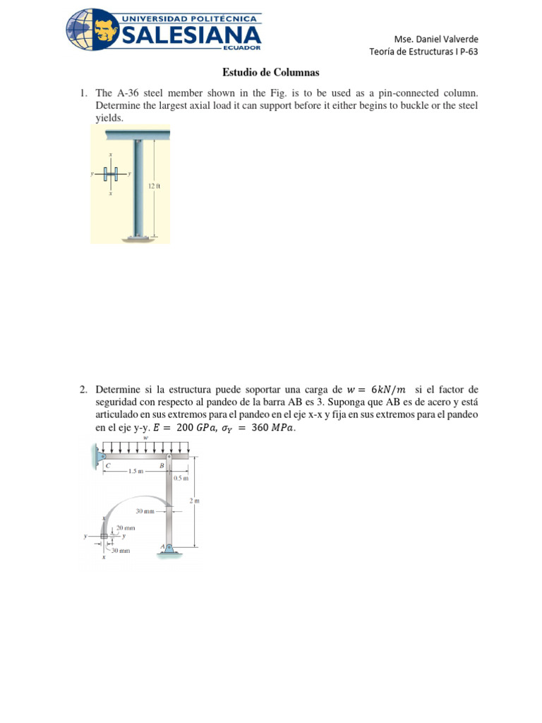 Unit 2 - Examples | PDF | Pandeo | Columna