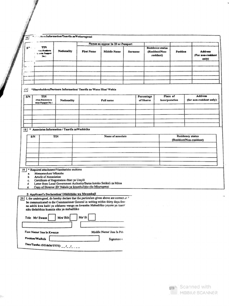 Requirements For TIN Application | PDF