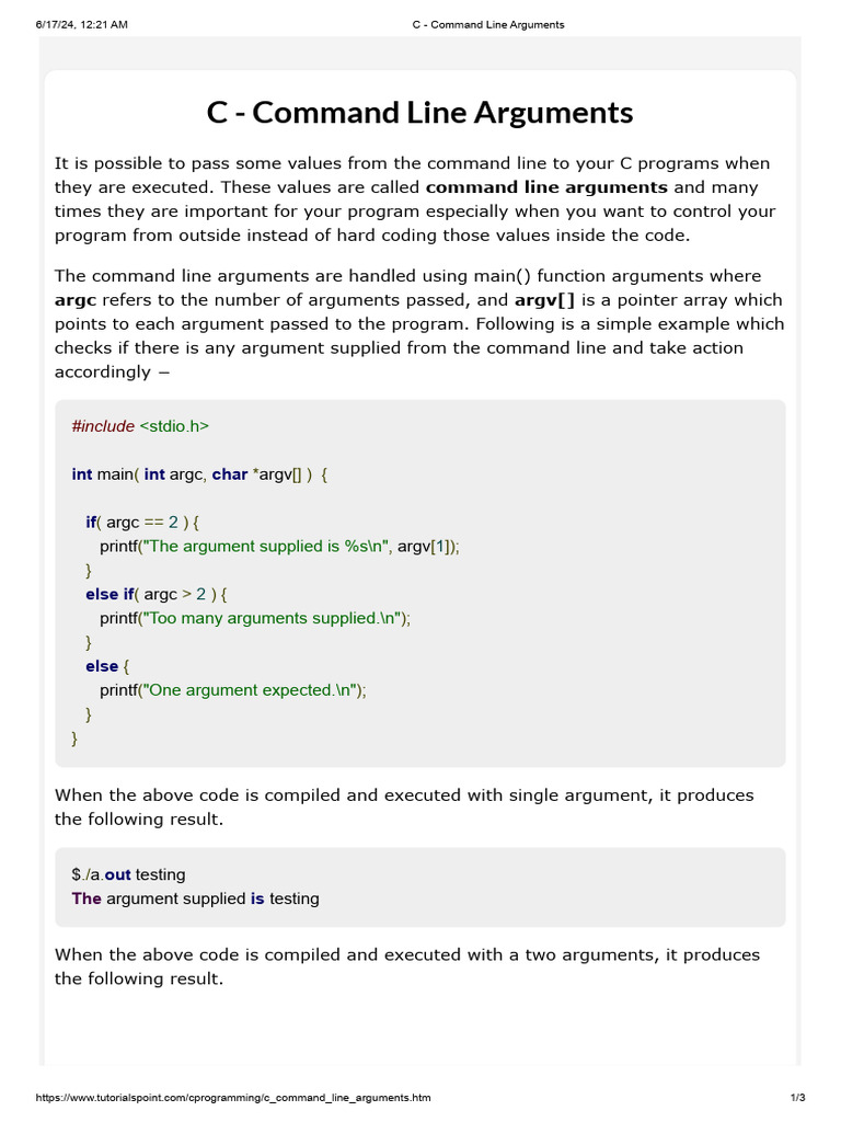 C - Command Line Arguments | PDF | Computing | Control Flow C - Command Line Arguments | PDF | Computing | Control Flow