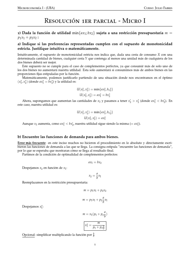 Resolucion Primer Parcial Micro Fabris | PDF | Microeconomía | Ciencias económicas