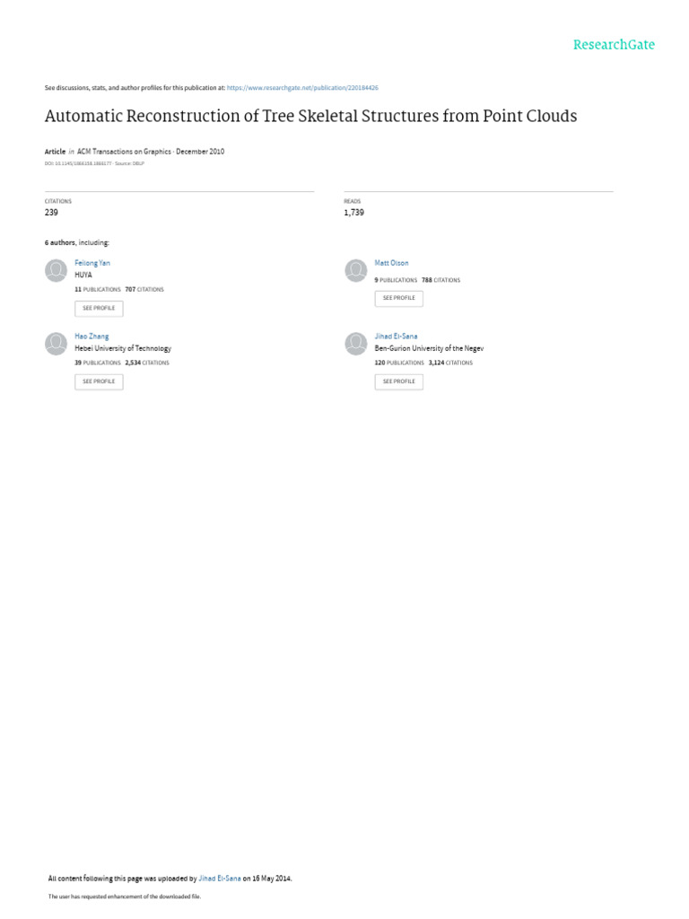 Automatic Reconstruction Of Tree Skeletal Structur Pdf Vertex Graph Theory Cluster Analysis