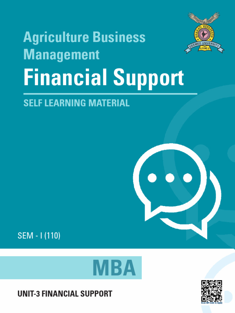 MBA - Agriculture Business Management - Unit 3 - Financial Support ...